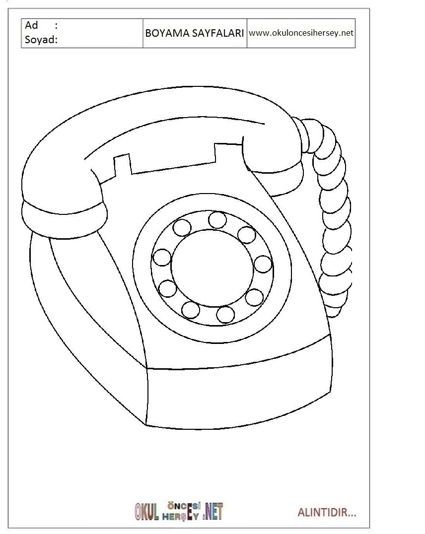 Telefon Boyama Sayfasi Telefon Boyama Sayfasi
