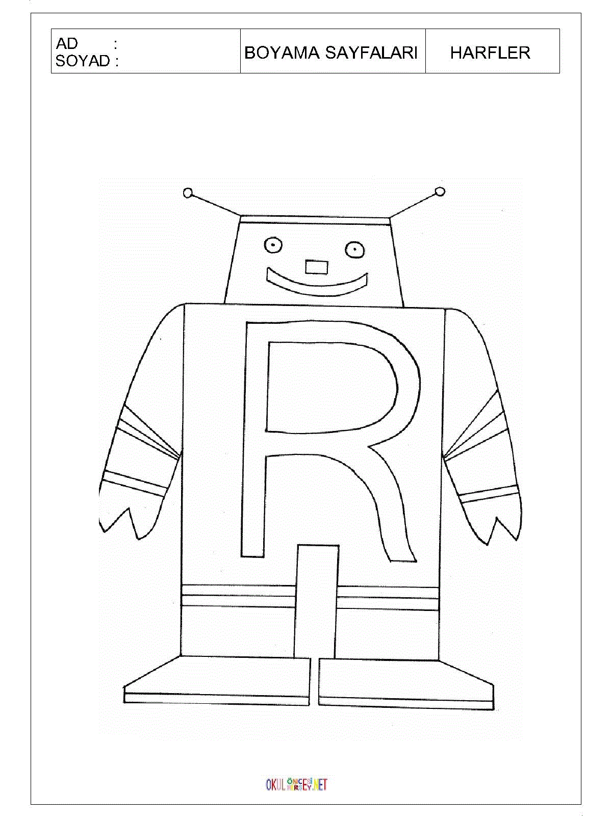 Harfler Boyama Sayfaları