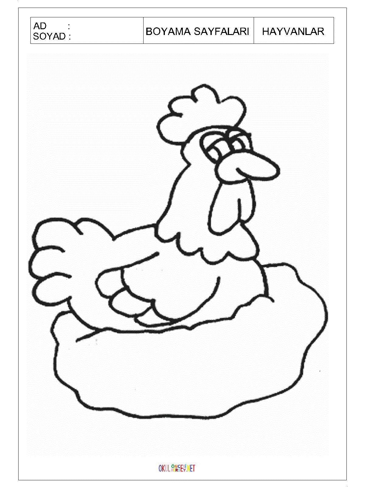 HAYVANLAR-BOYAMA SAYFALARI-OKUL ÖNCESİ HERŞEY