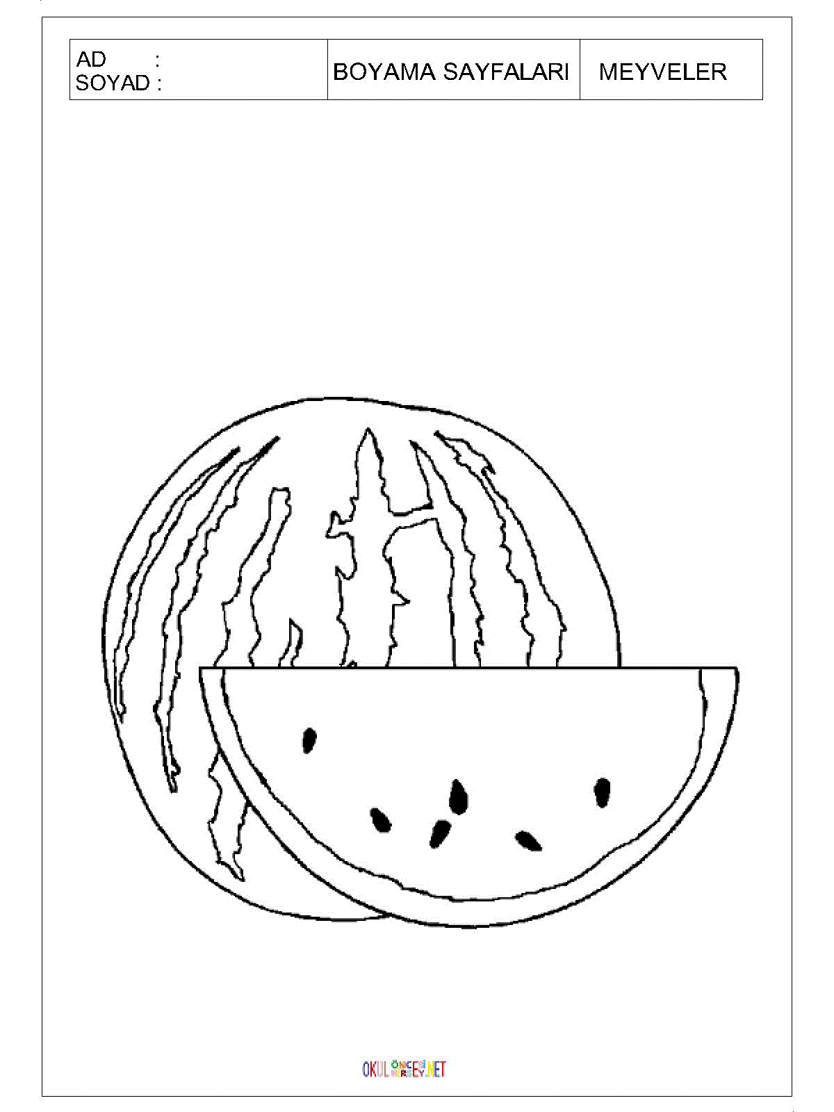 MEYVE-BOYAMA SAYFALARI-OKUL ÖNCESİ HERŞEY