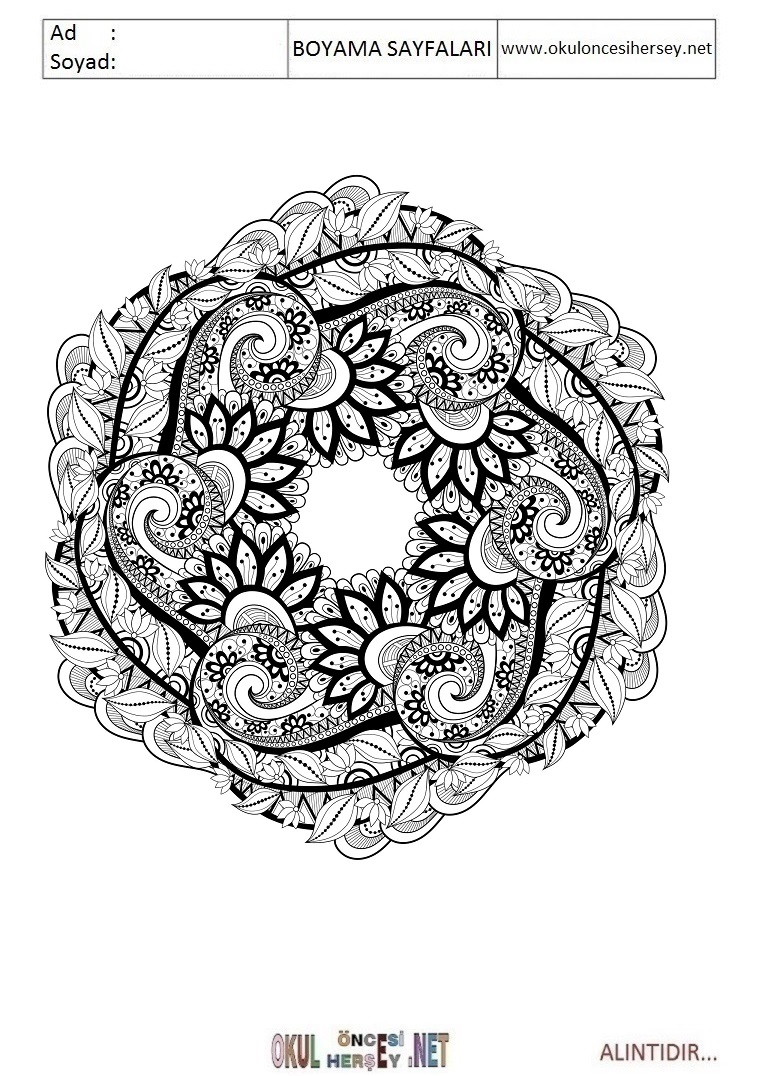 Mandala Boyama Sayfaları