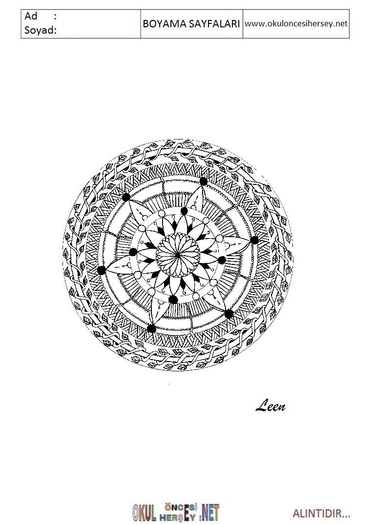 Mandala Boyama Sayfaları