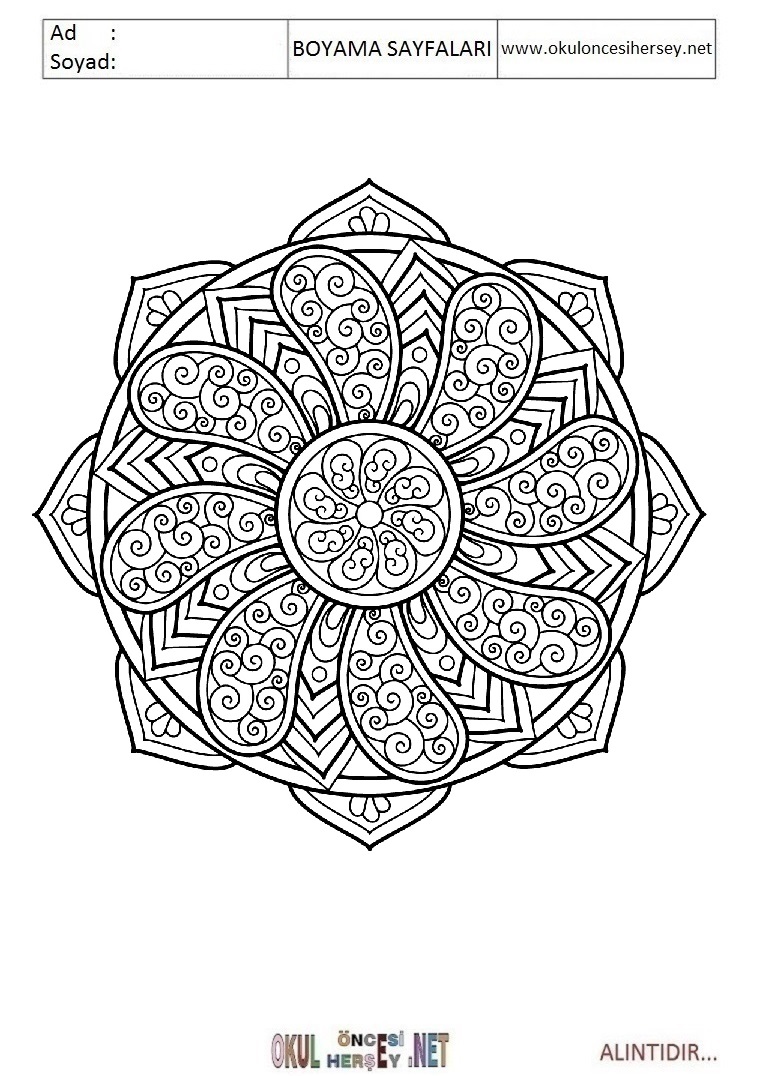 Mandala Boyama Sayfaları