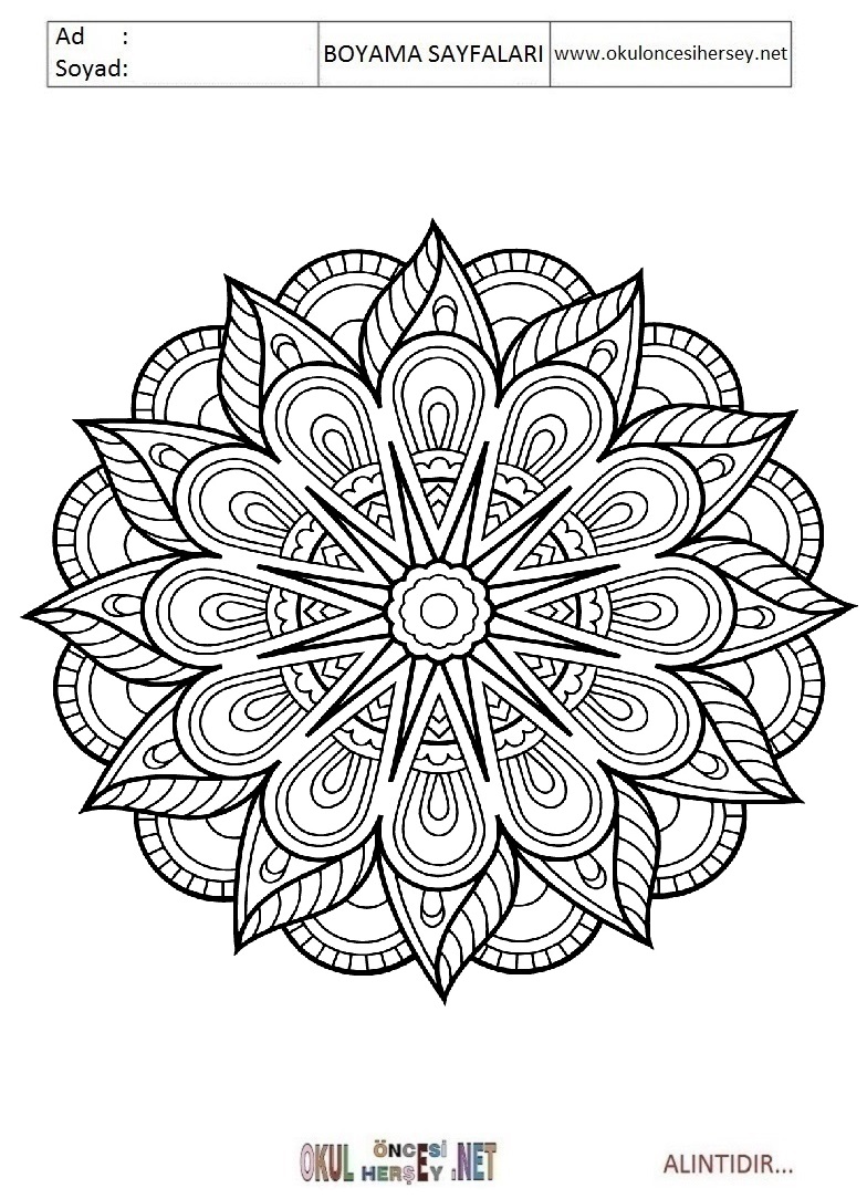 Mandala Boyama Sayfaları