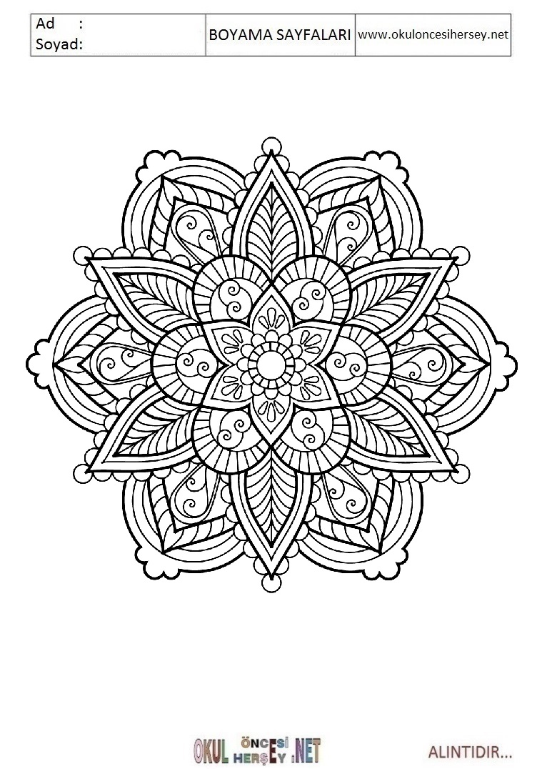 Mandala Boyama Sayfaları