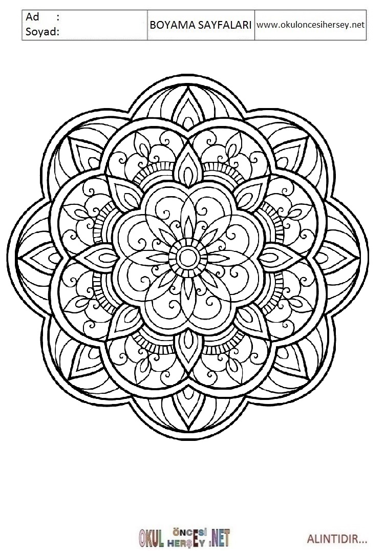 Mandala Boyama Sayfaları