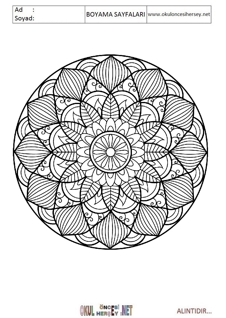 Mandala Boyama Sayfaları