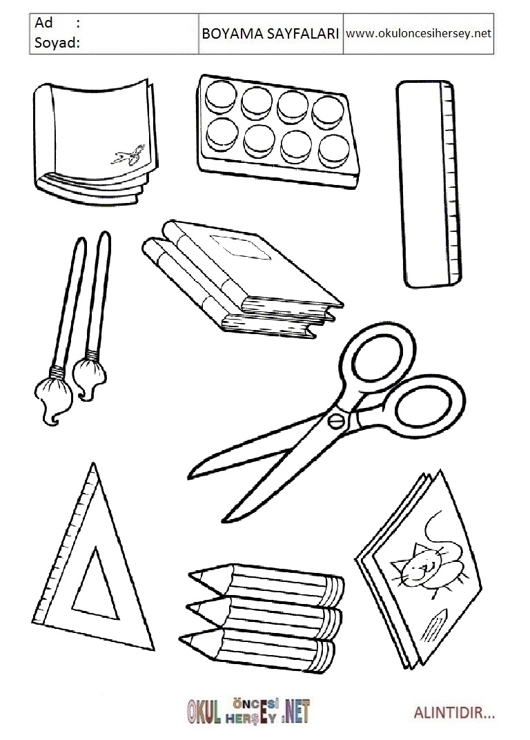 okul-öğeleri Boyama Sayfaları