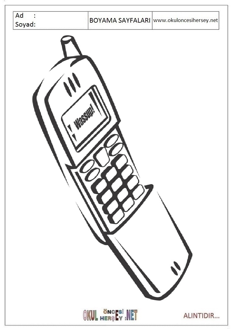 Cep Telefonu Boyama Sayfaları