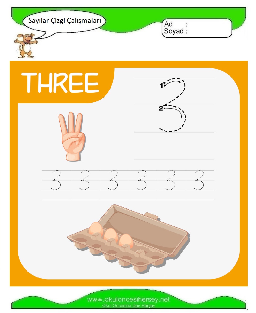 3 Rakamı Çizgi Çalışmaları