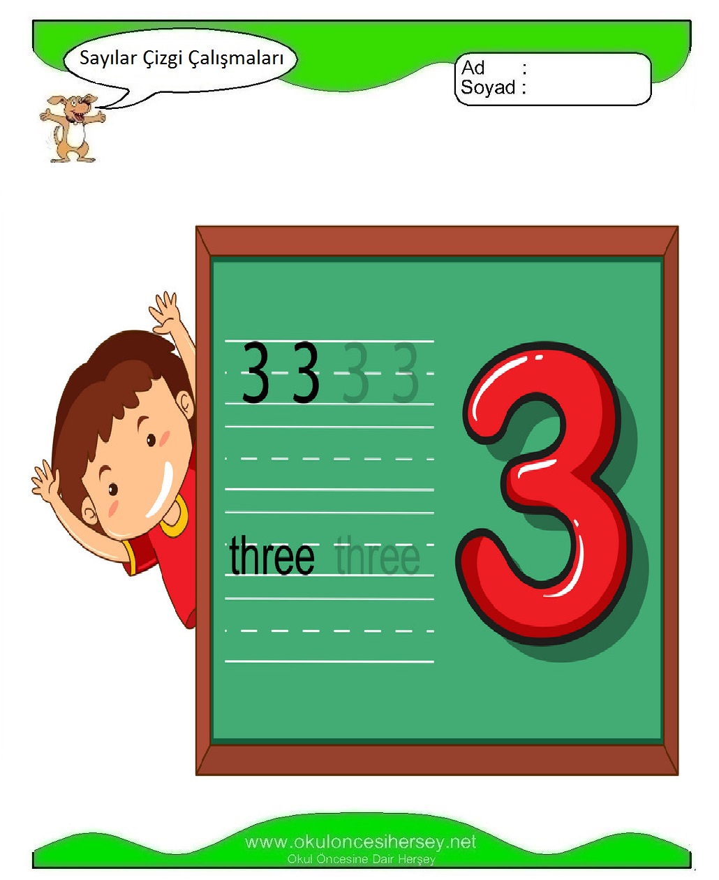 3 Rakamı Çizgi Çalışmaları